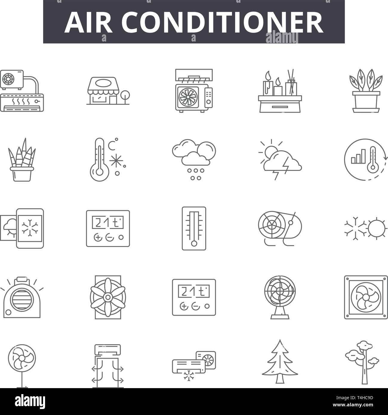 Air conditioner line icons, signs set, vector. Air conditioner outline ...