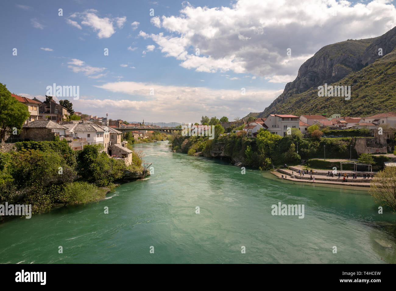 Mostar, Bosnia and Herzegovina - april 2017: Nerteva River with the ...