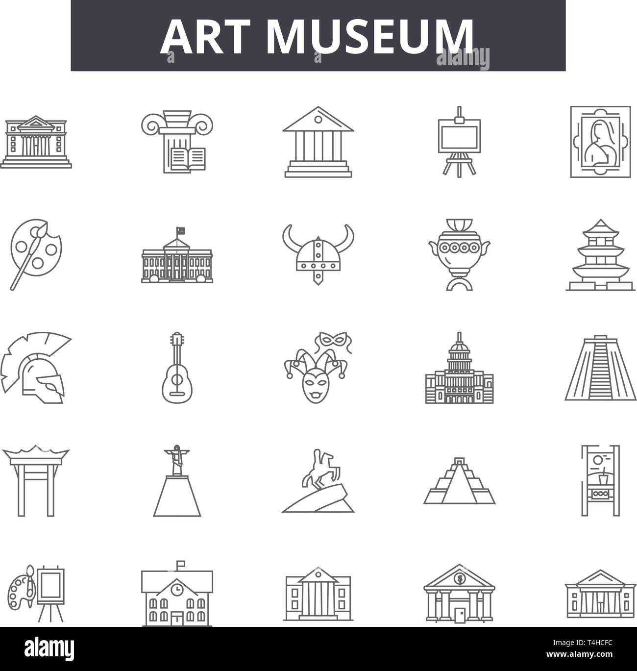 Art museum line icons, signs set, vector. Art museum outline concept ...