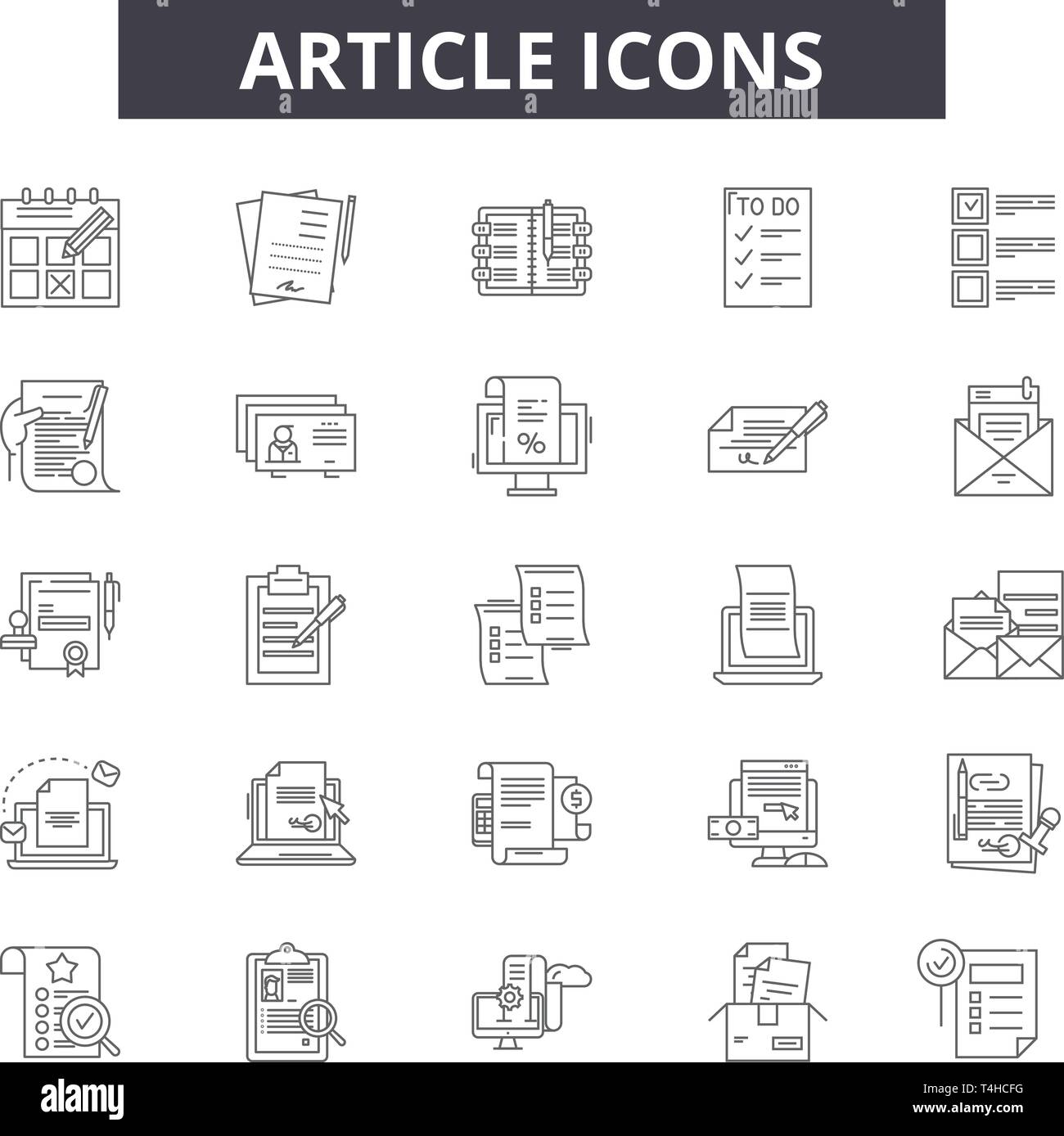 Article line icons, signs set, vector. Article outline concept ...