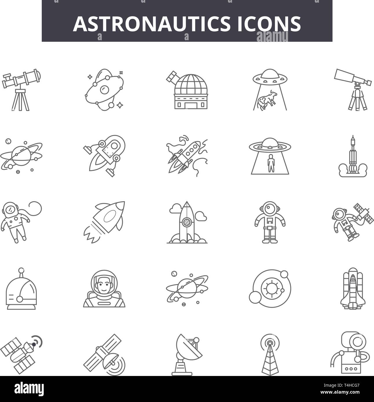 Astronautics line icons, signs set, vector. Astronautics outline ...