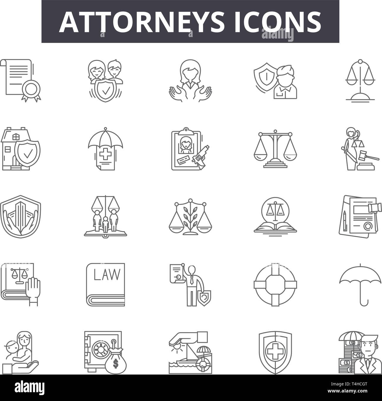 Attorneys line icons, signs set, vector. Attorneys outline concept ...