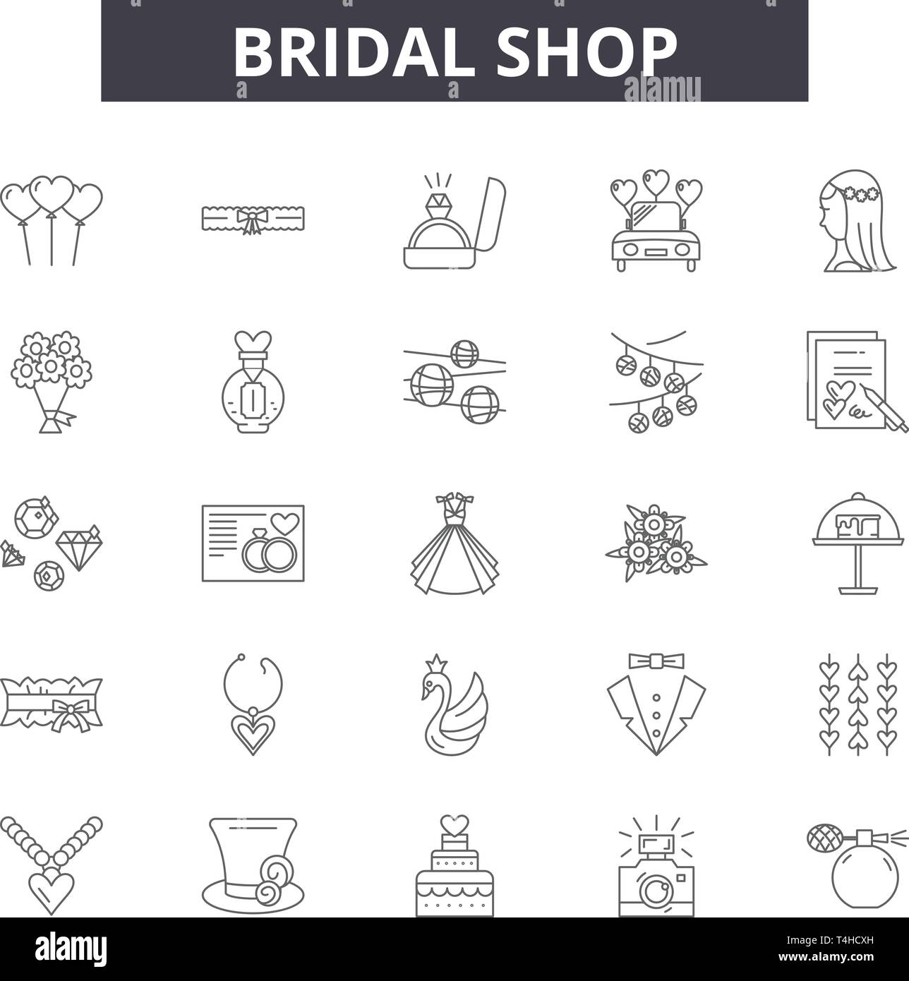 Bridal shop line icons, signs set, vector. Bridal shop outline concept ...