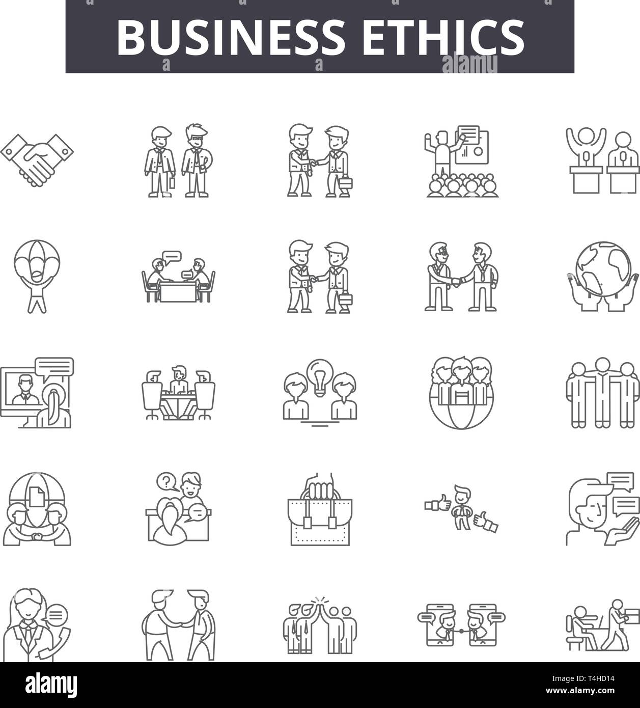 Business ethics line icons, signs set, vector. Business ethics outline ...