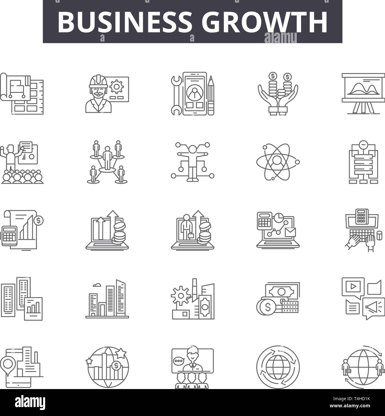 Business growth line icons, signs set, vector. Business growth outline ...