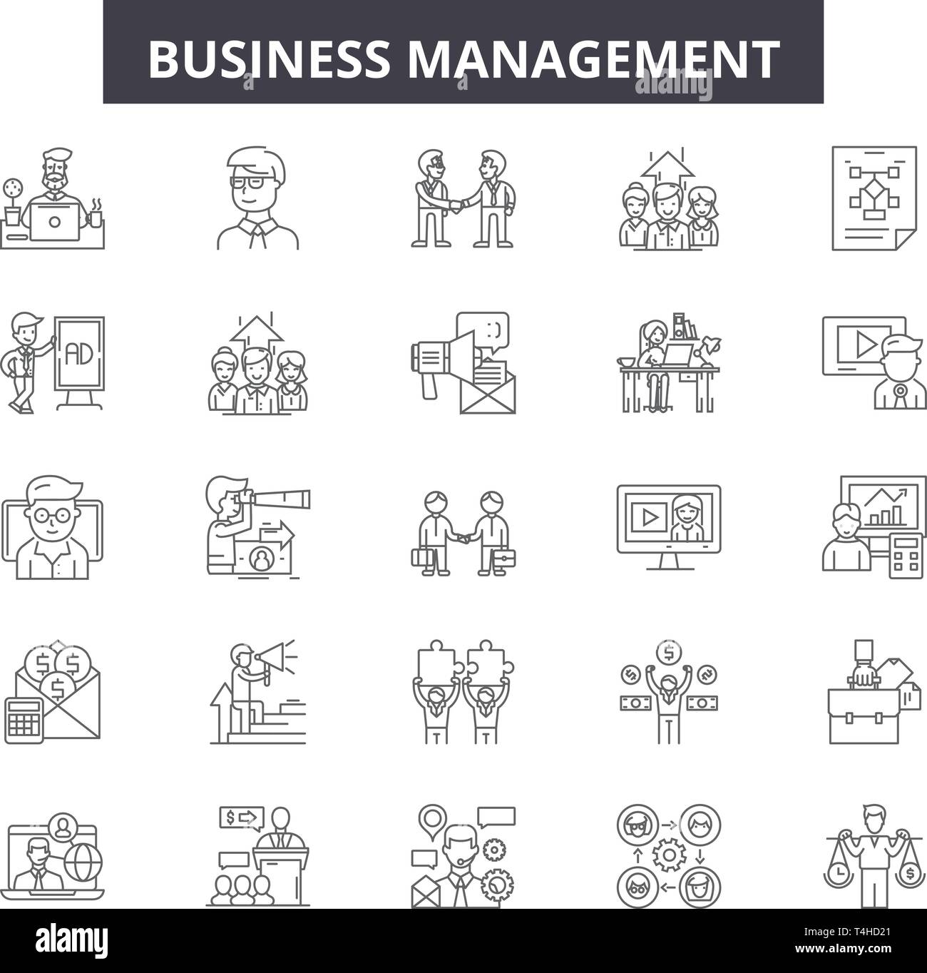 Business management line icons, signs set, vector. Business management ...
