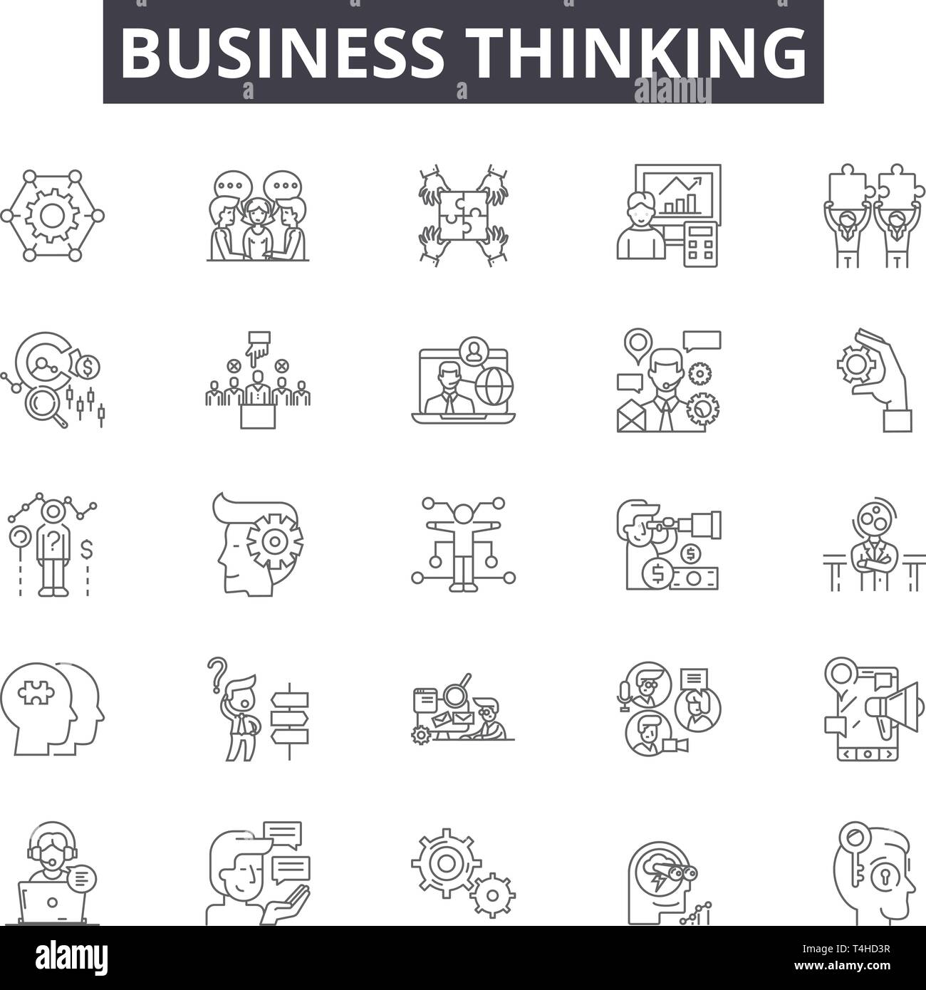 Business thinking line icons, signs set, vector. Business thinking ...