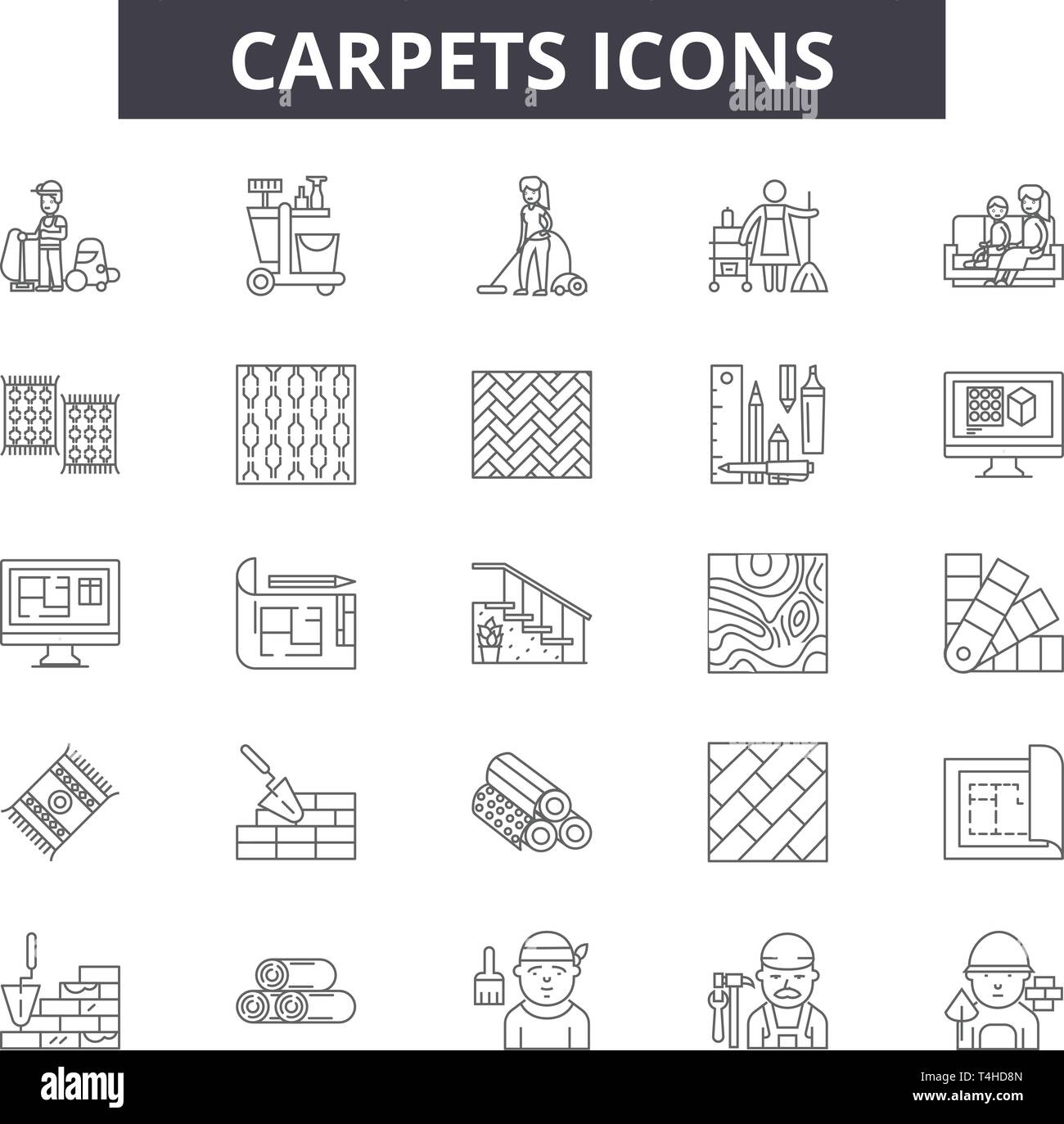Carpets line icons, signs set, vector. Carpets outline concept ...