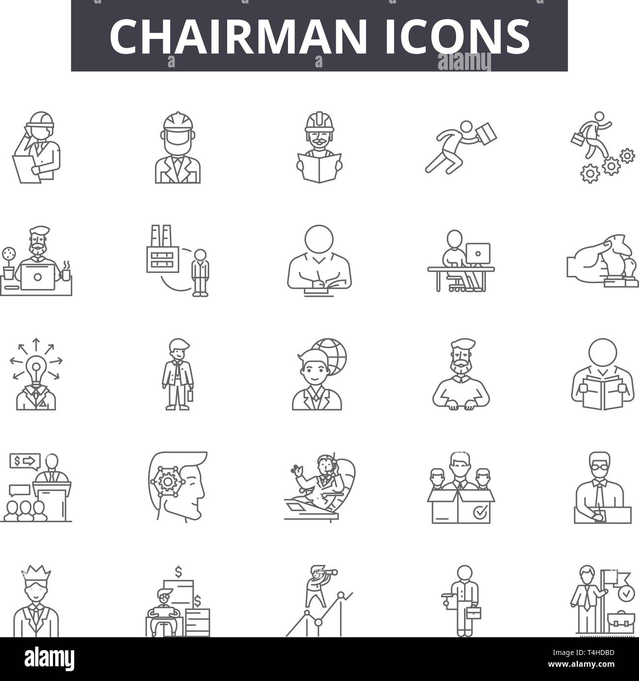 Chairman line icons, signs set, vector. Chairman outline concept ...