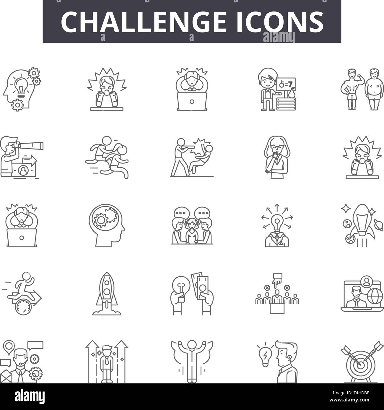 Challenge line icons, signs set, vector. Challenge outline concept ...