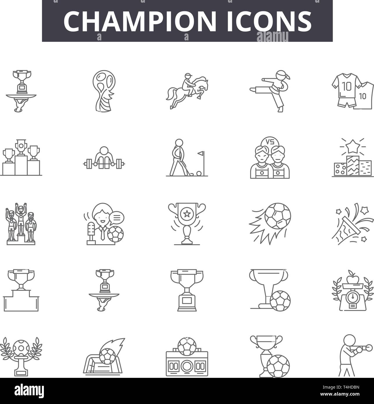 Champion line icons, signs set, vector. Champion outline concept ...