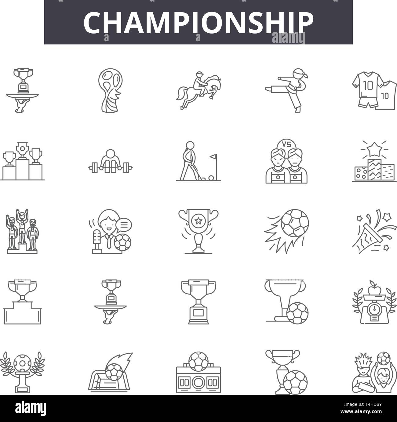 Championship line icons, signs set, vector. Championship outline ...