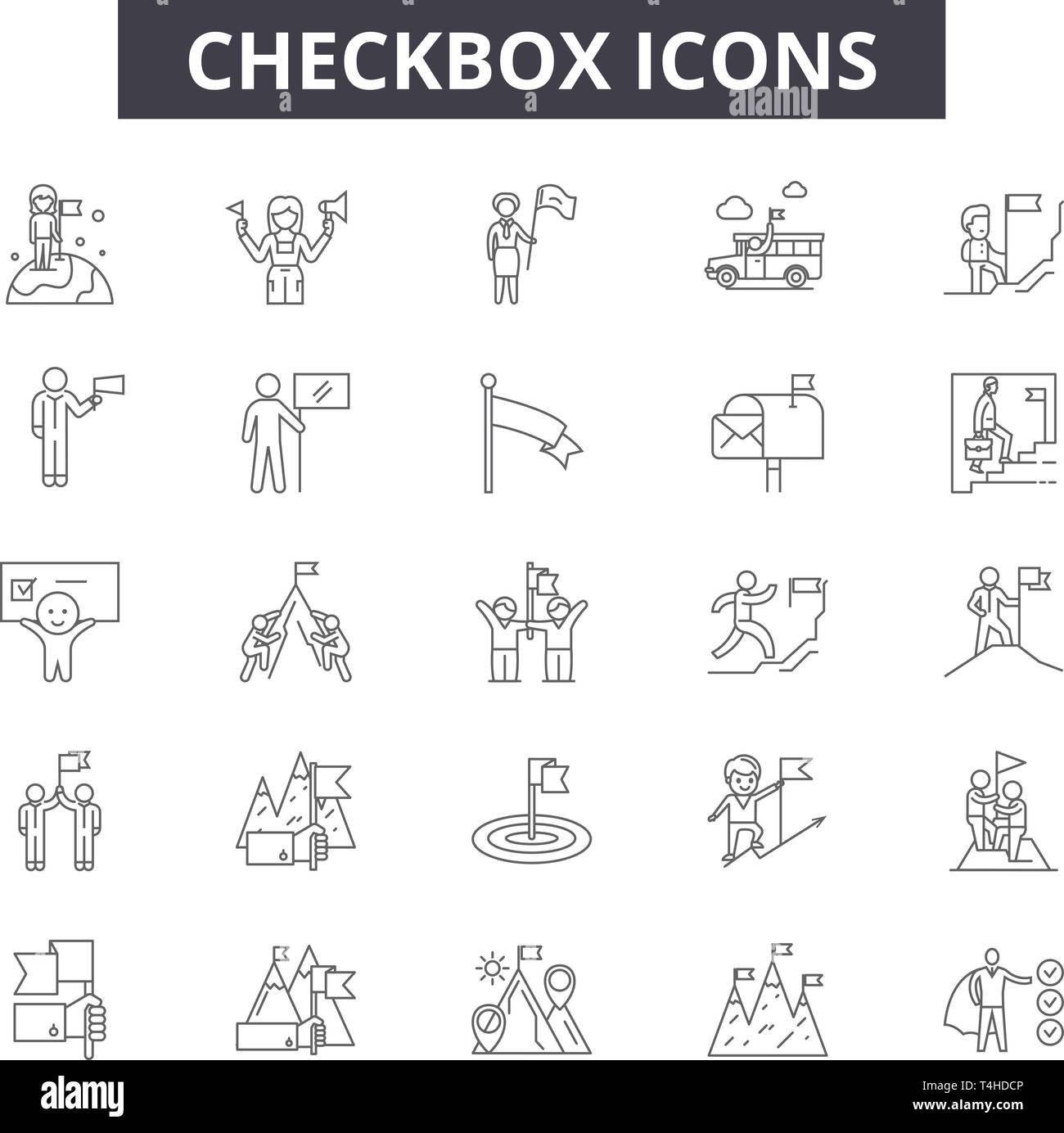 Checkbox line icons, signs set, vector. Checkbox outline concept ...
