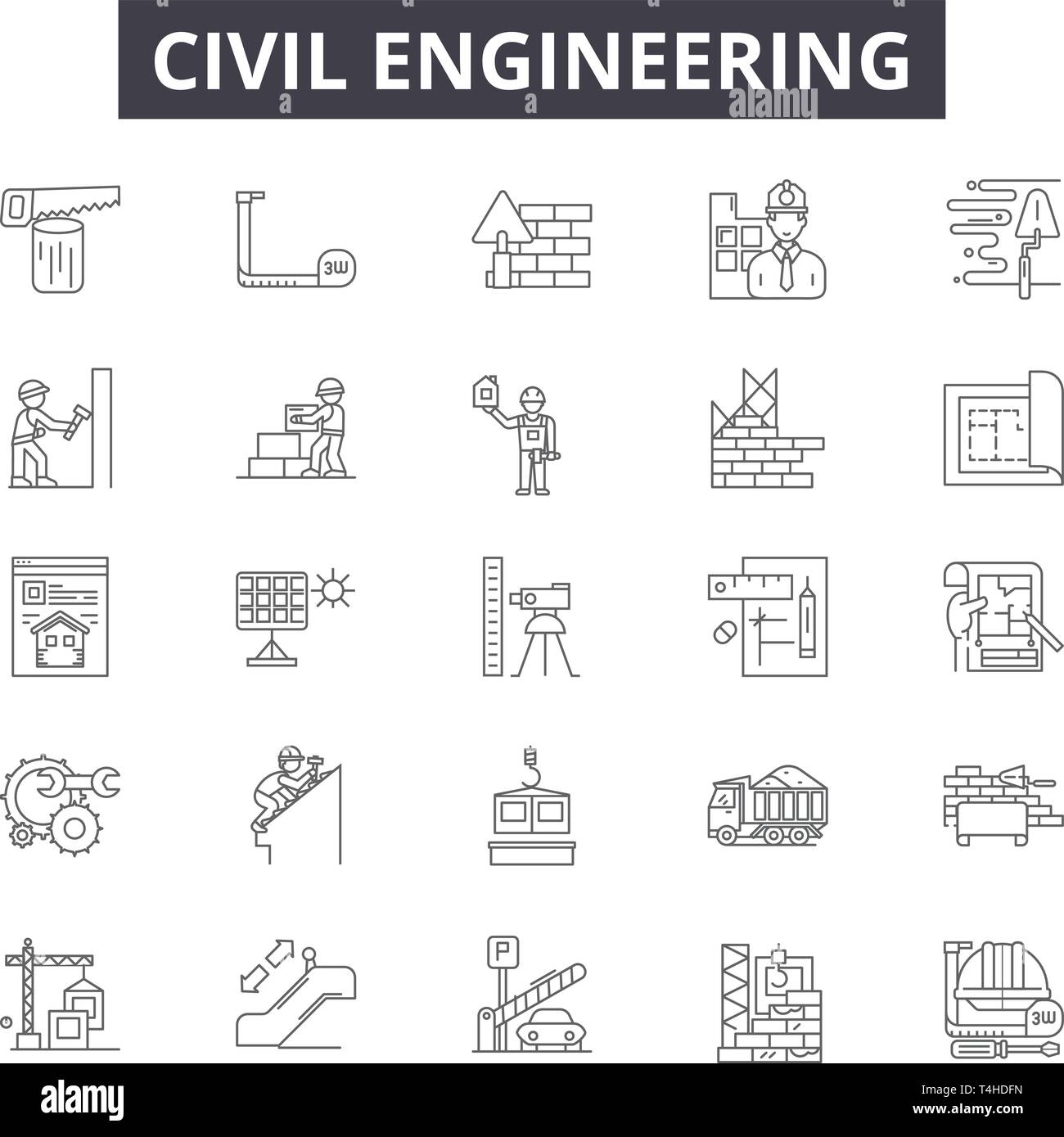 Civil engeneering line icons, signs set, vector. Civil engeneering ... Civil engeneering line icons, signs set, vector. Civil engeneering ...