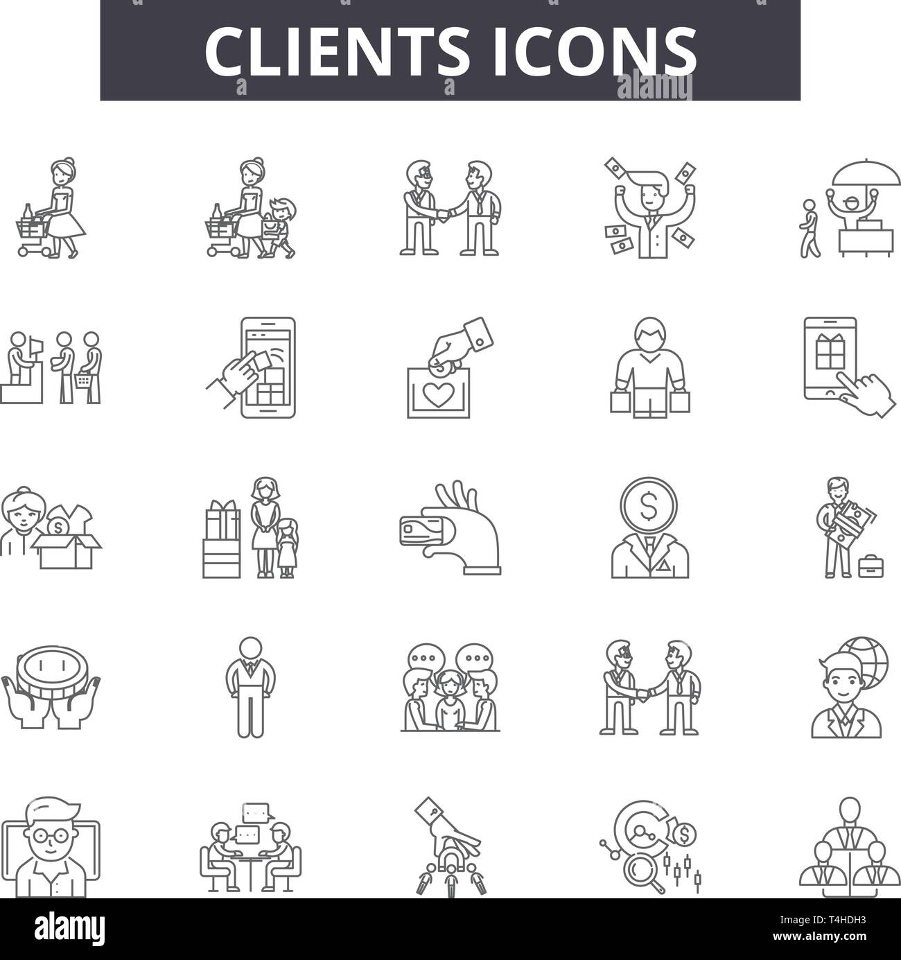 Clients line icons, signs set, vector. Clients outline concept ...