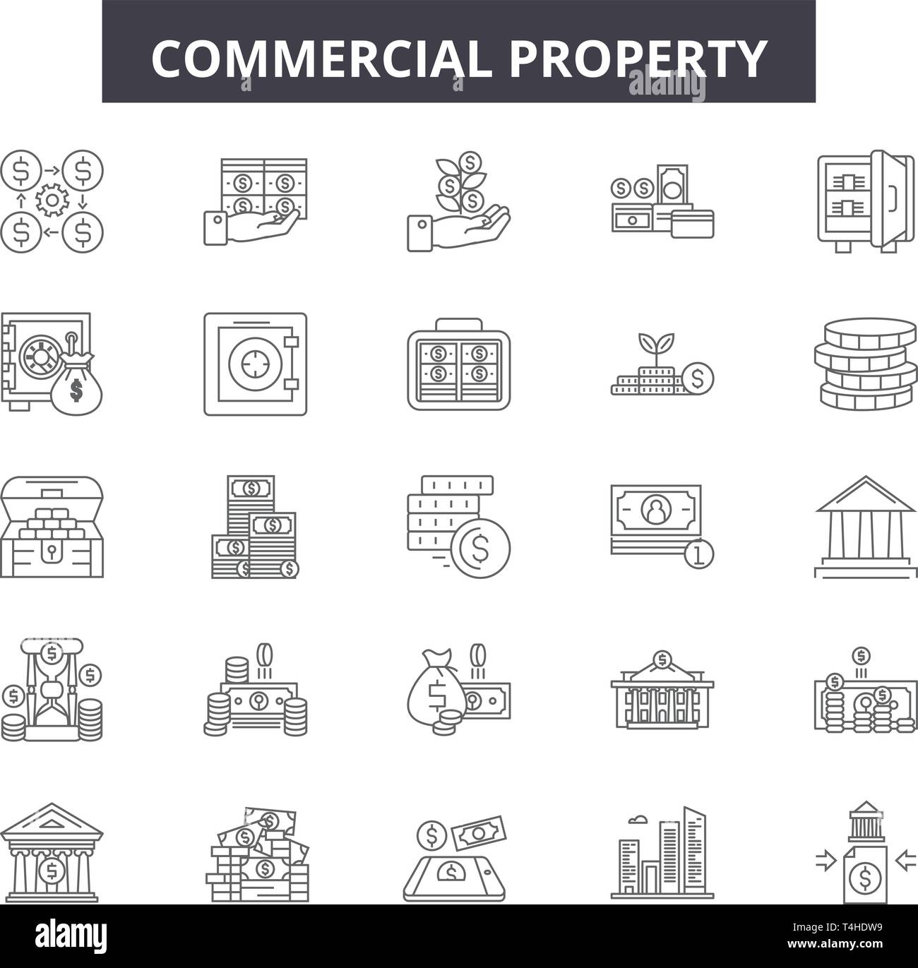 Commercial property line icons, signs set, vector. Commercial property ...