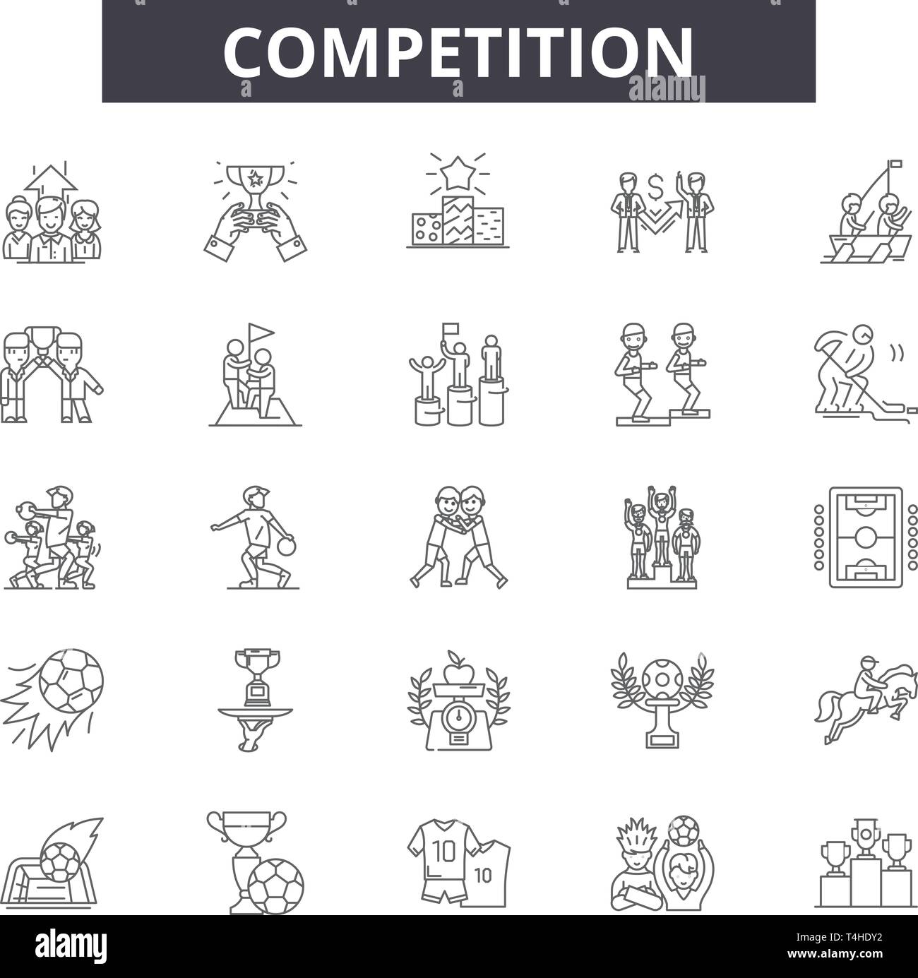 Competition line icons, signs set, vector. Competition outline concept ...