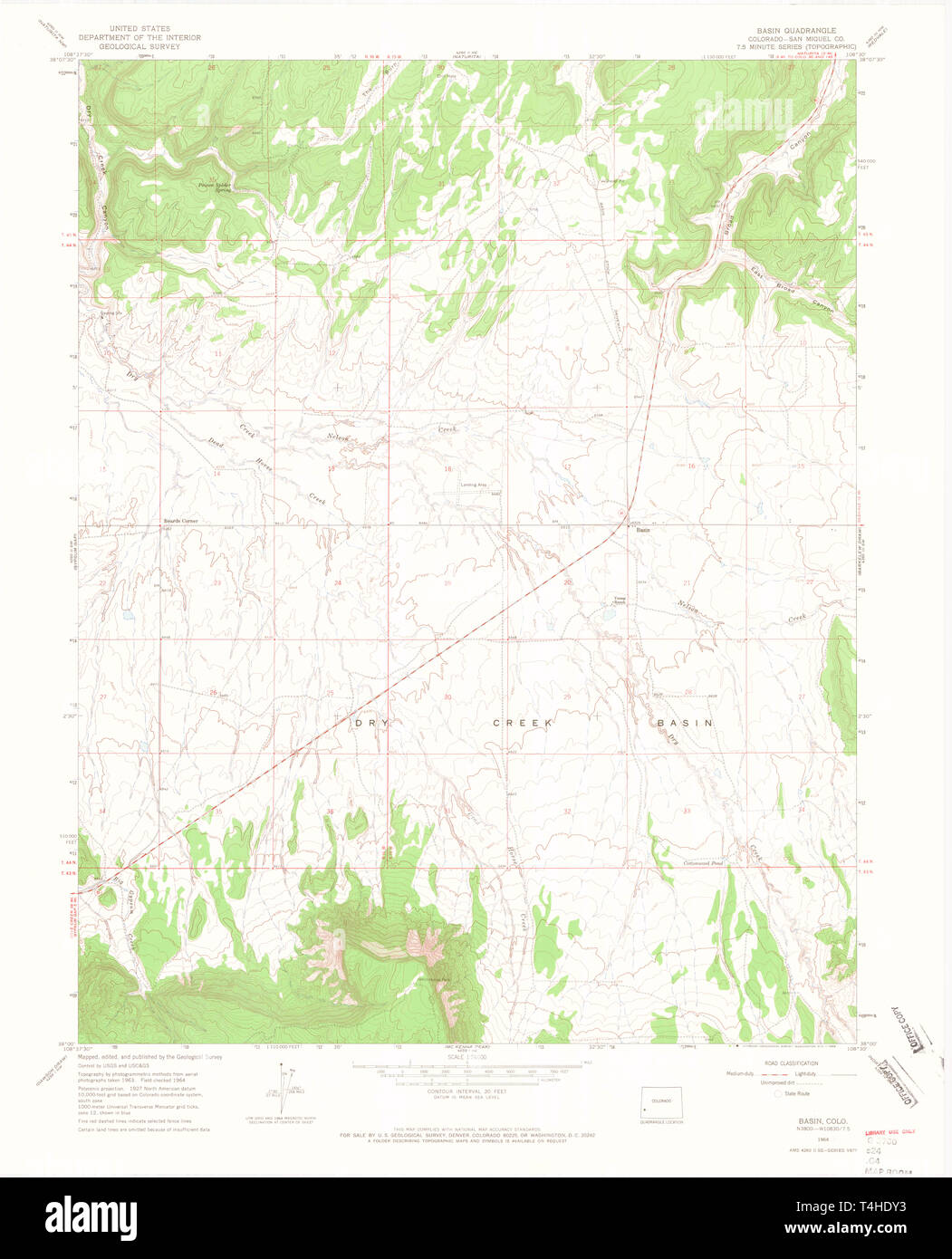 USGS TOPO Map Colorado CO Basin 400323 1964 24000 Restoration Stock ...