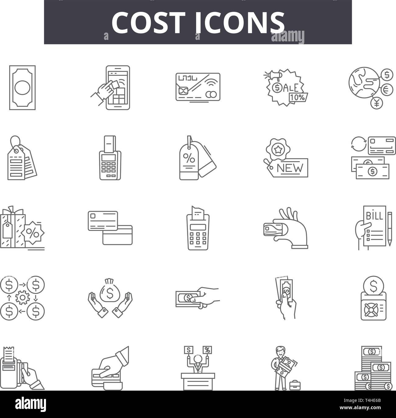 Cost line icons, signs set, vector. Cost outline concept illustration ...