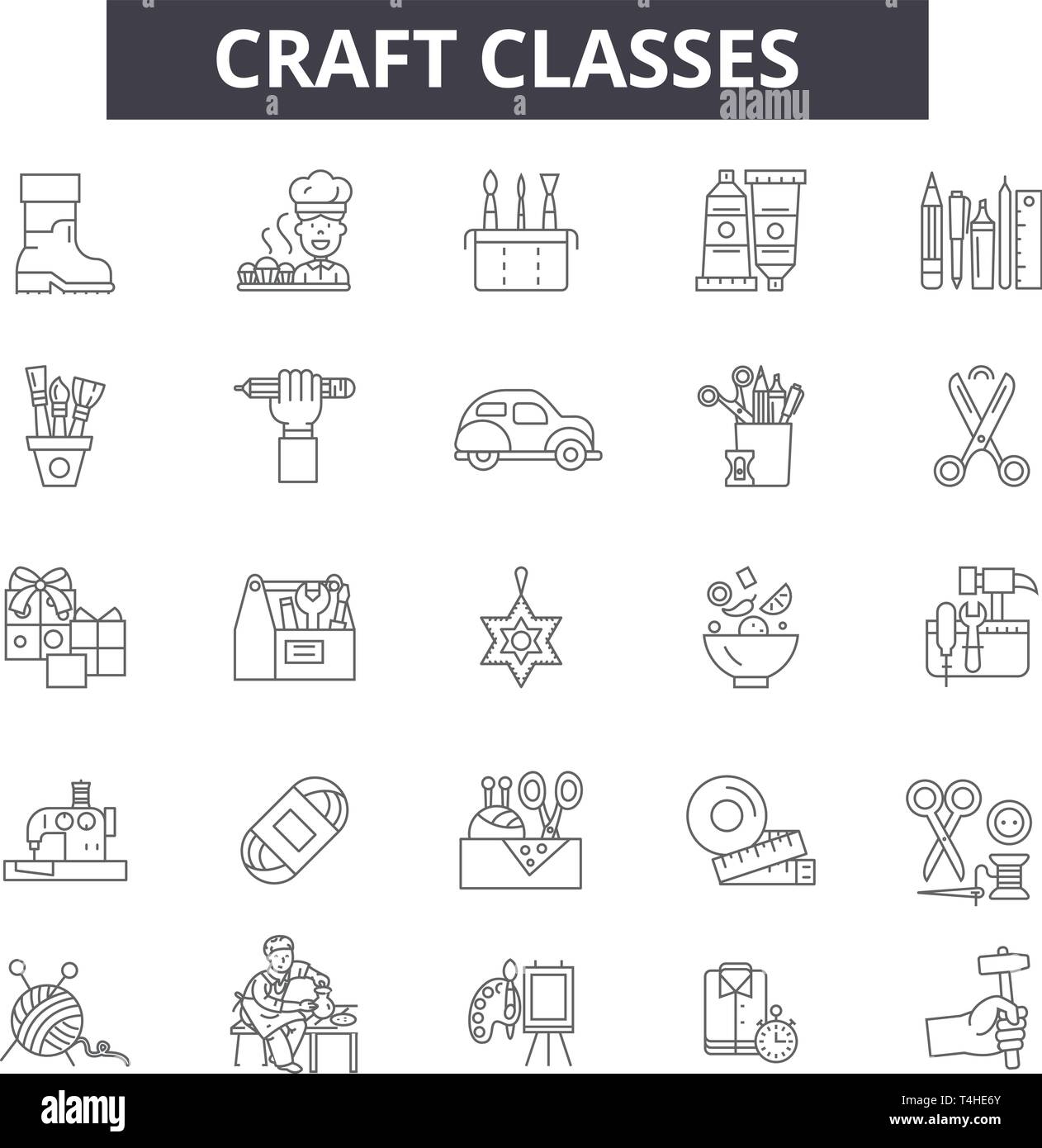 Craft classes line icons, signs set, vector. Craft classes outline ...
