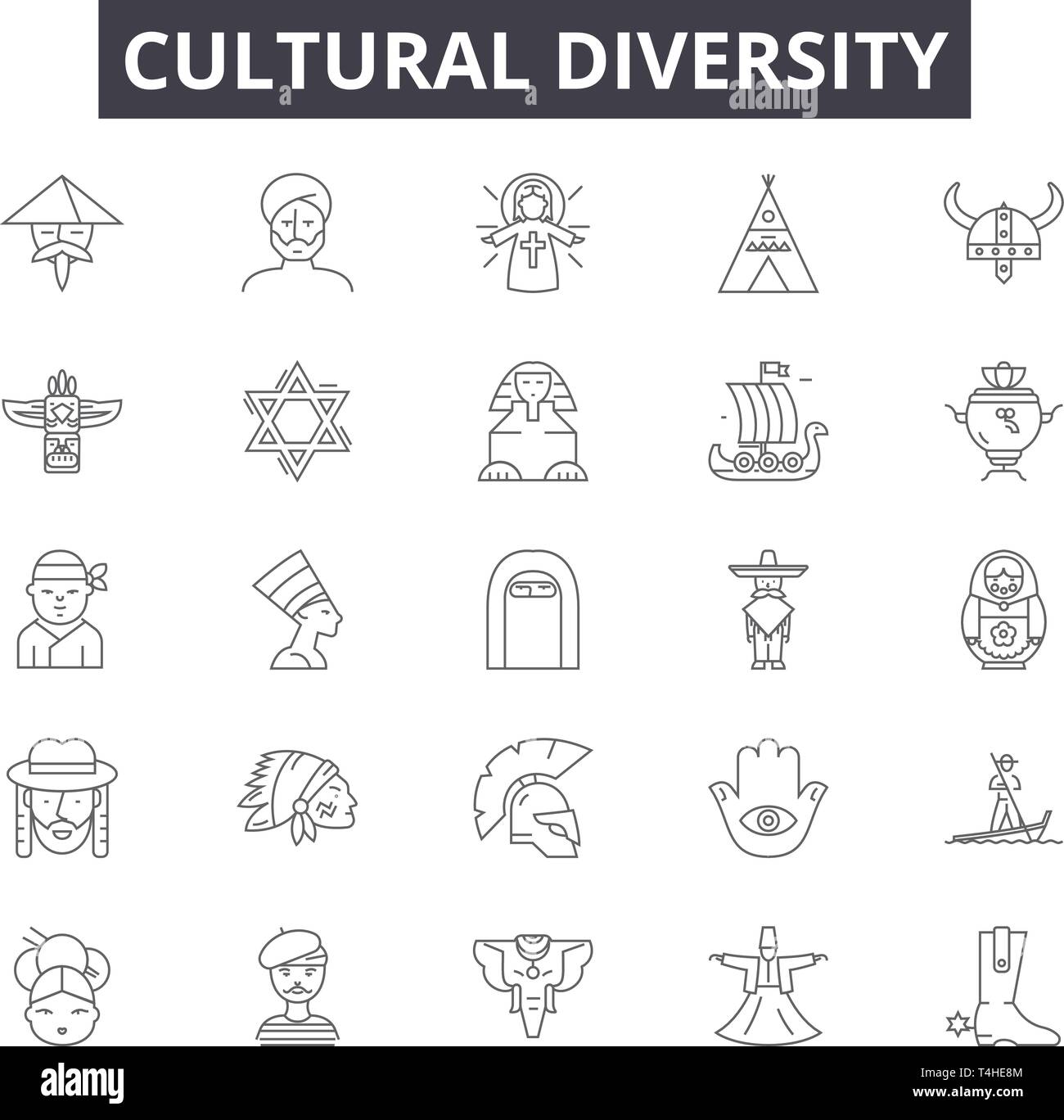 Cultural diversity line icons, signs set, vector. Cultural diversity ...