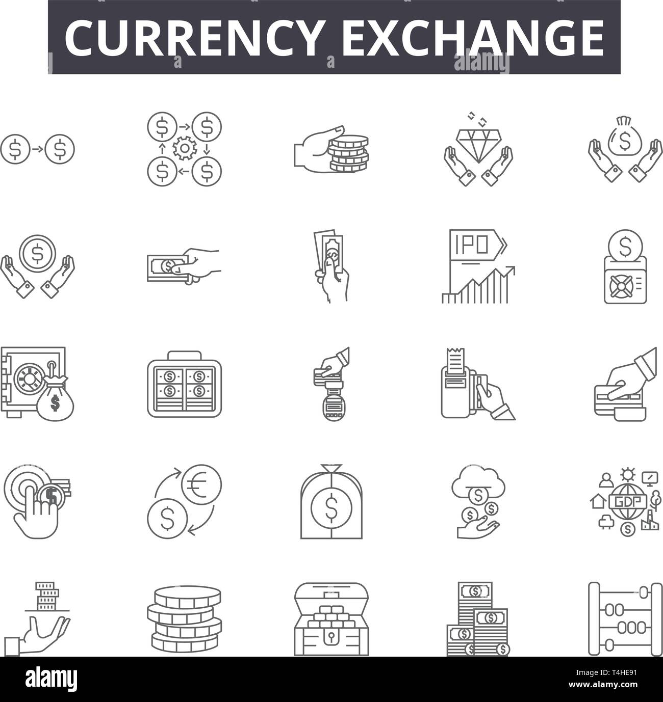 Currency exchange line icons, signs set, vector. Currency exchange ...
