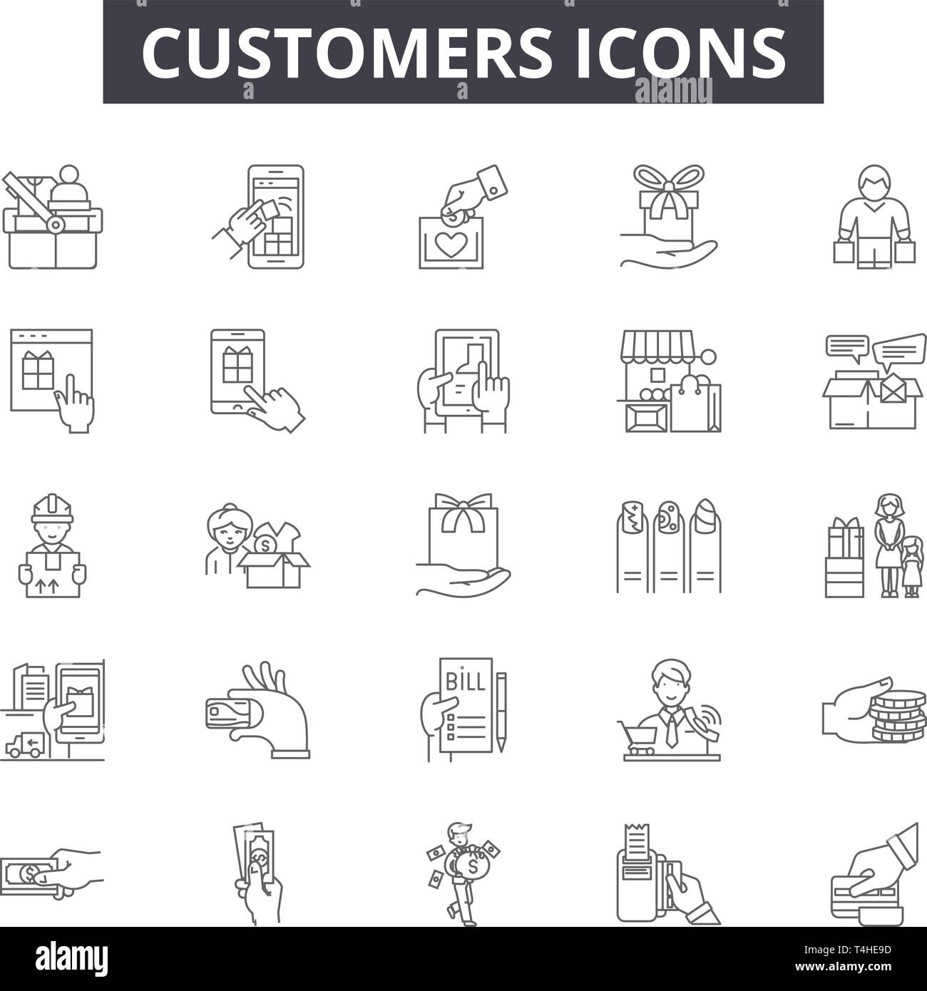Customers line icons, signs set, vector. Customers outline concept ...