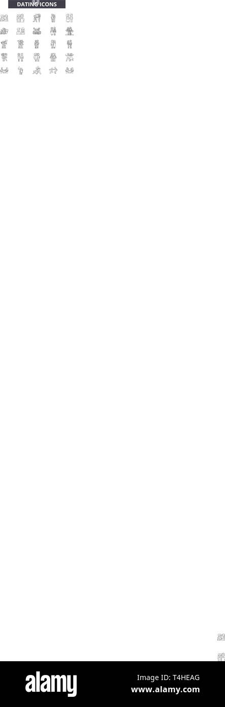 Dating line icons, signs set, vector. Dating outline concept ...