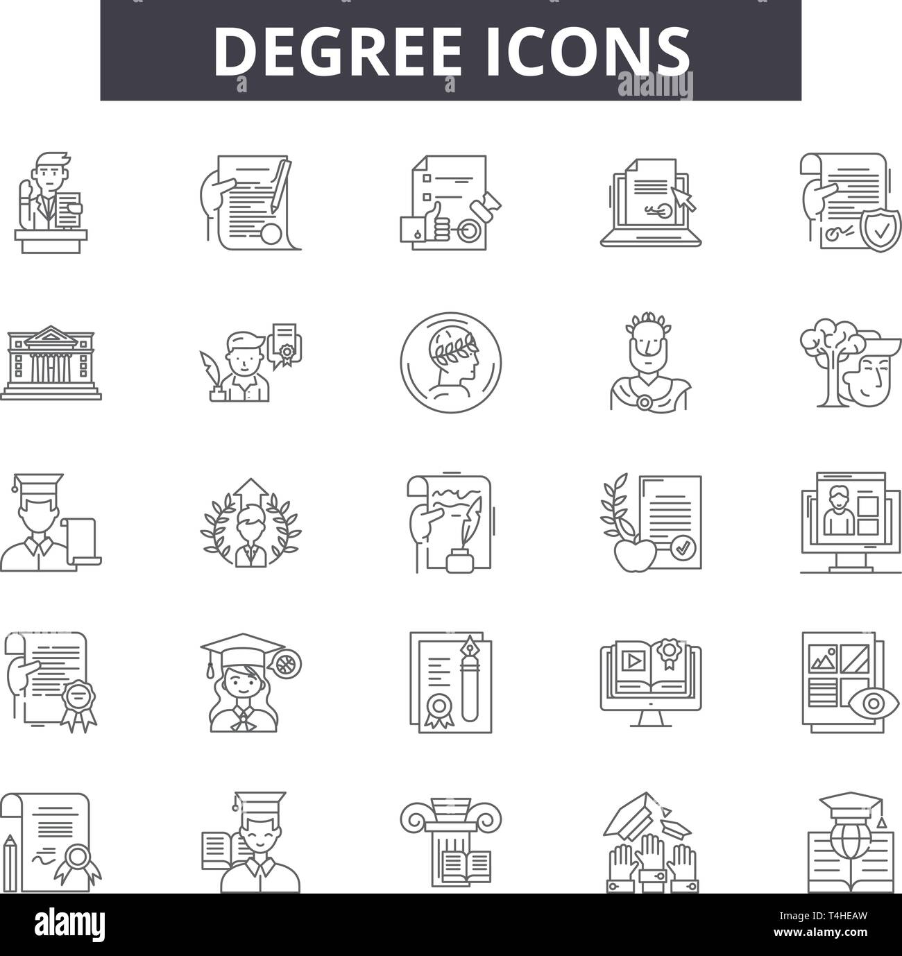 Degree line icons, signs set, vector. Degree outline concept ...