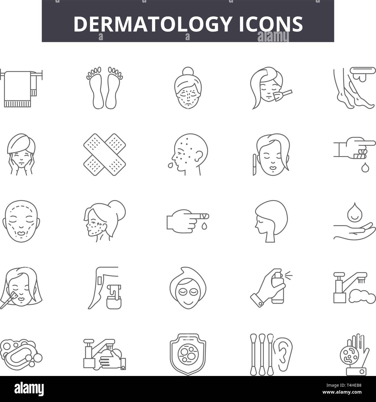 Dermatology Line Icons Signs Set Vector Dermatology Outline Concept
