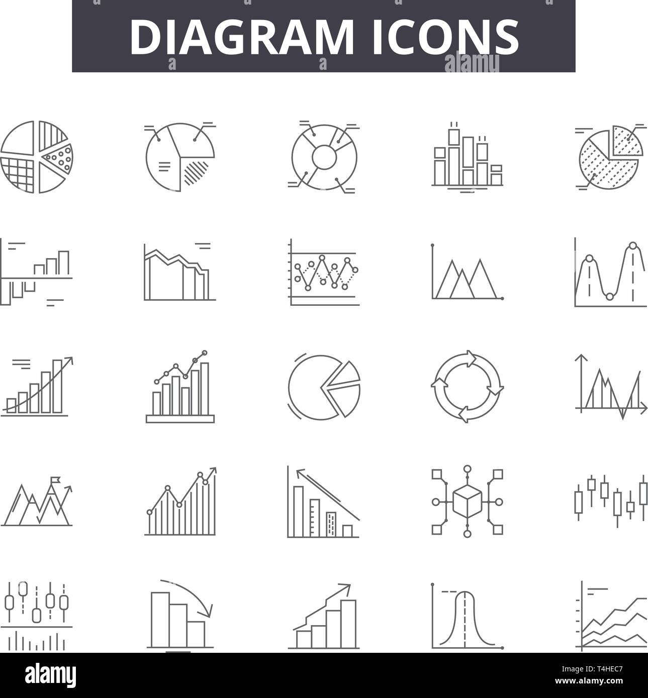Diagram line icons, signs set, vector. Diagram outline concept ...
