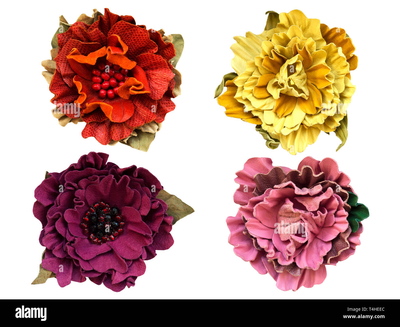 Leather flowers isolated on white Stock Photo - Alamy