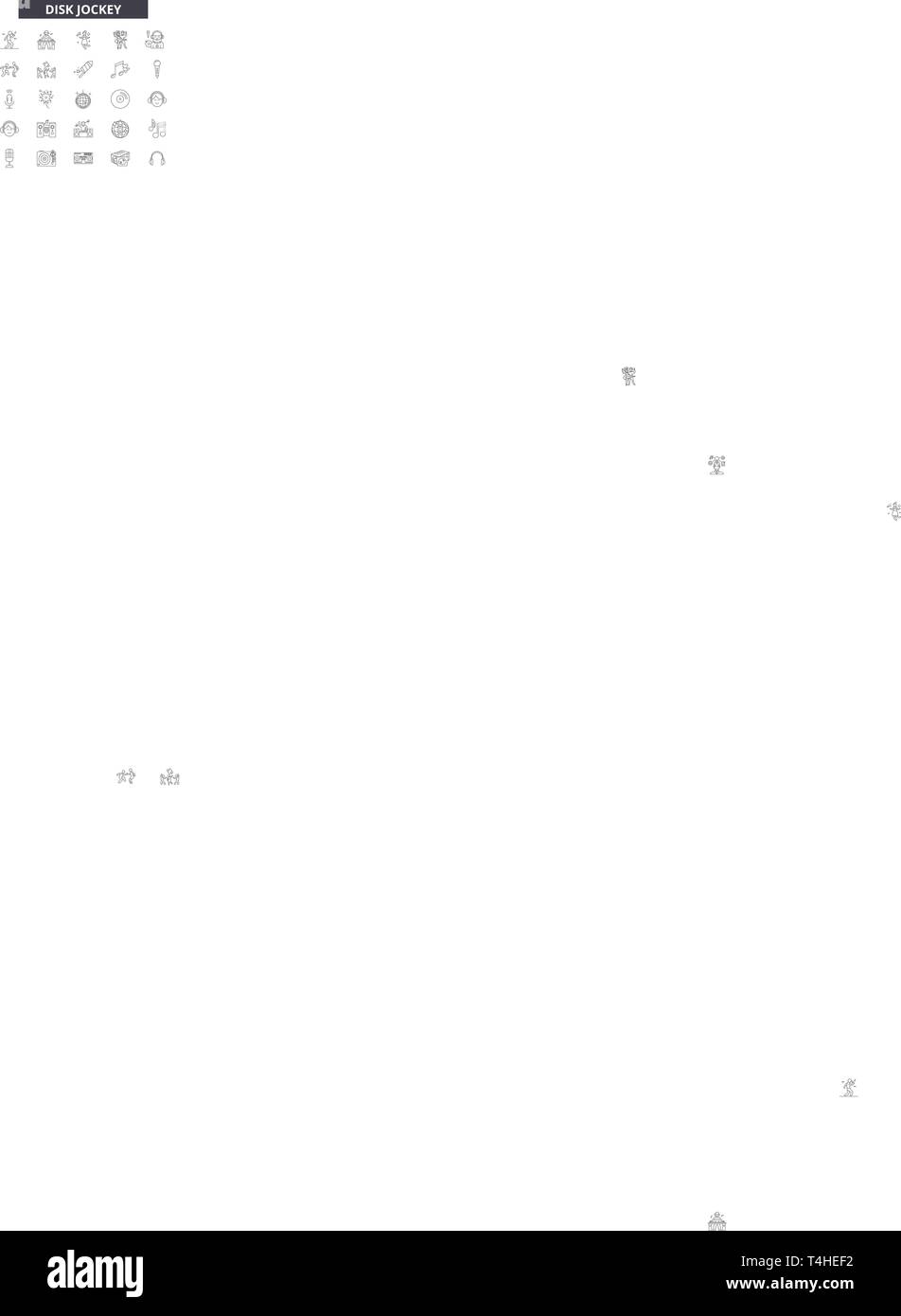Disk jockey line icons, signs set, vector. Disk jockey outline concept ...