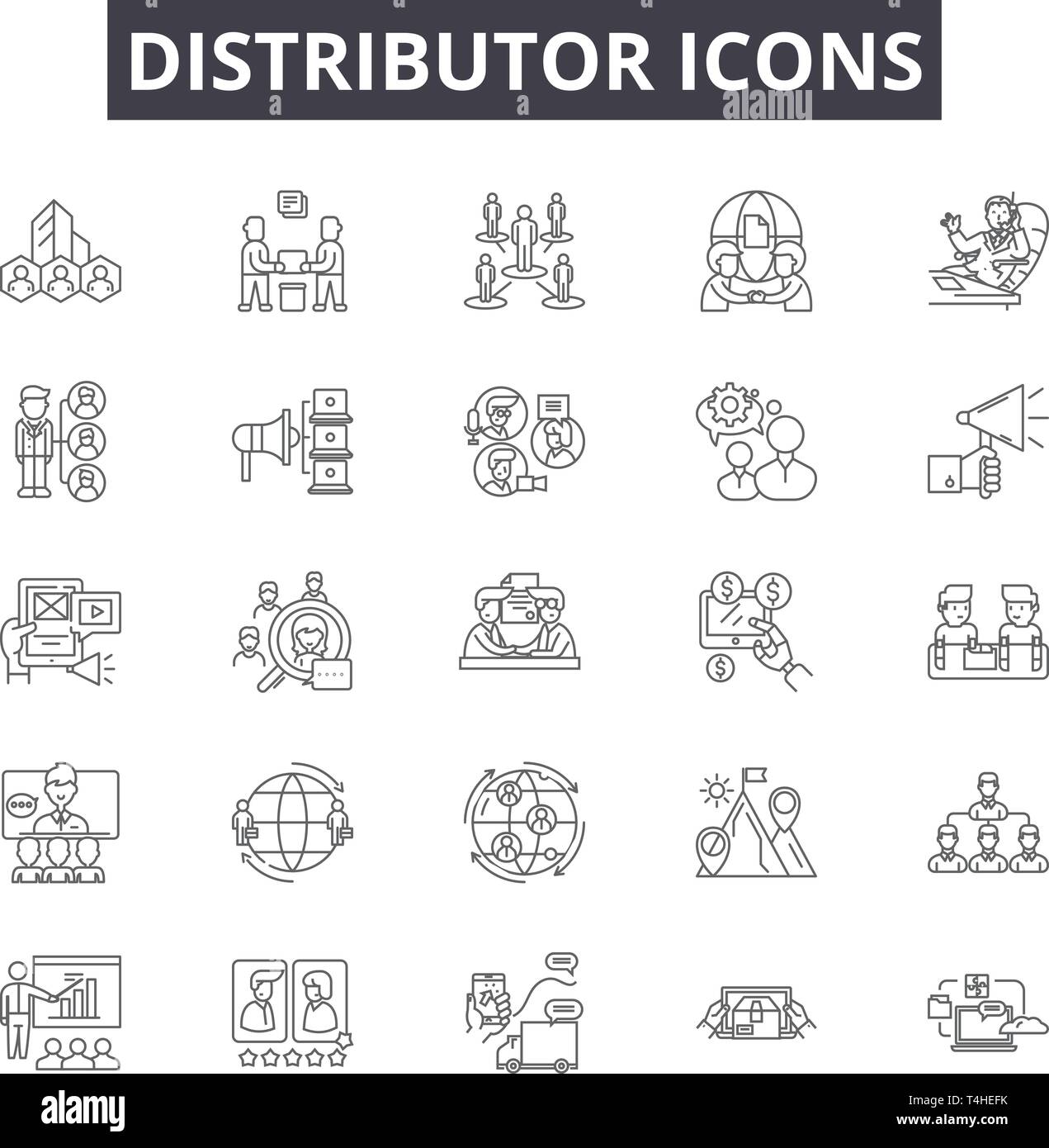 Distributor line icons, signs set, vector. Distributor outline concept ...