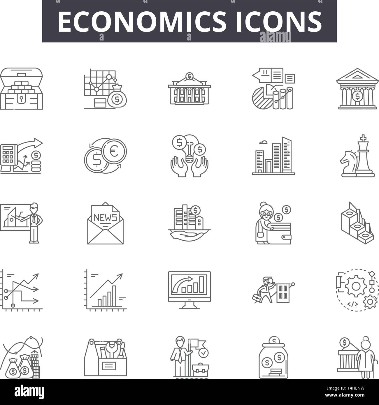 Economics line icons, signs set, vector. Economics outline concept ...