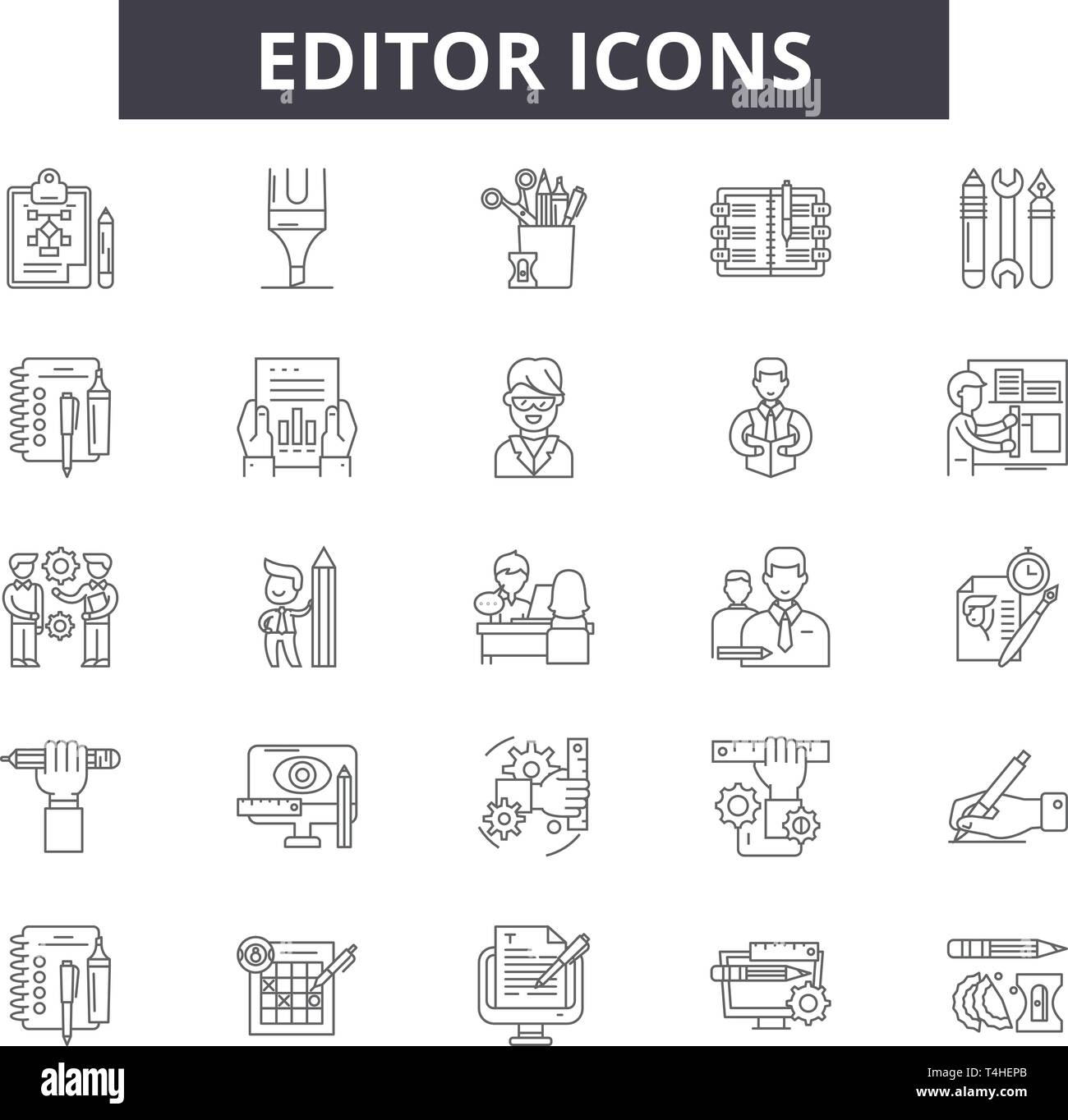 Editor line icons, signs set, vector. Editor outline concept ...