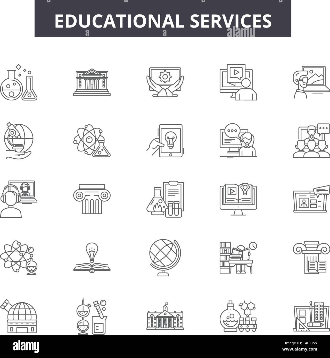 Educational services line icons, signs set, vector. Educational ...