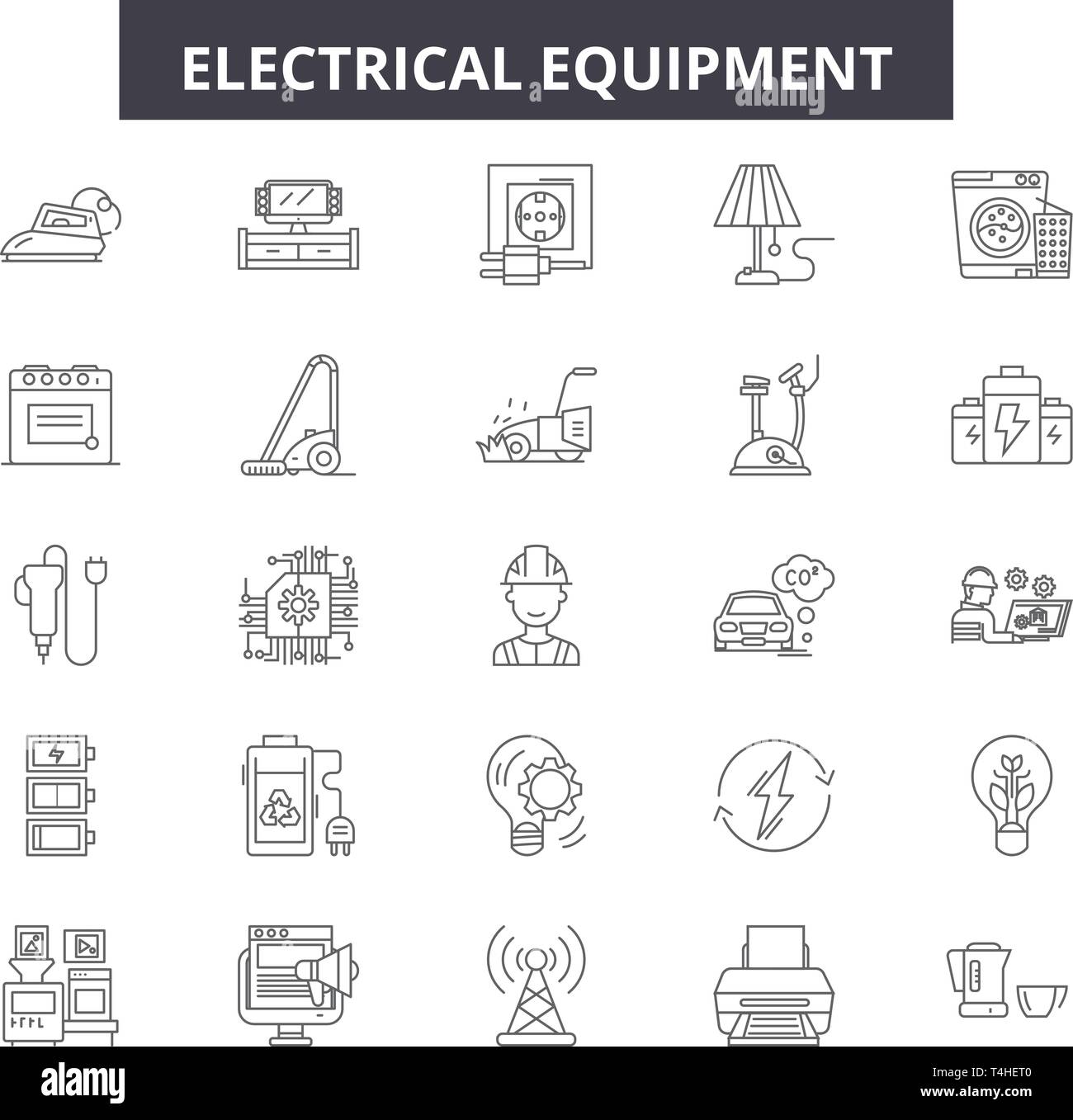 Electrical equipment line icons, signs set, vector. Electrical ...