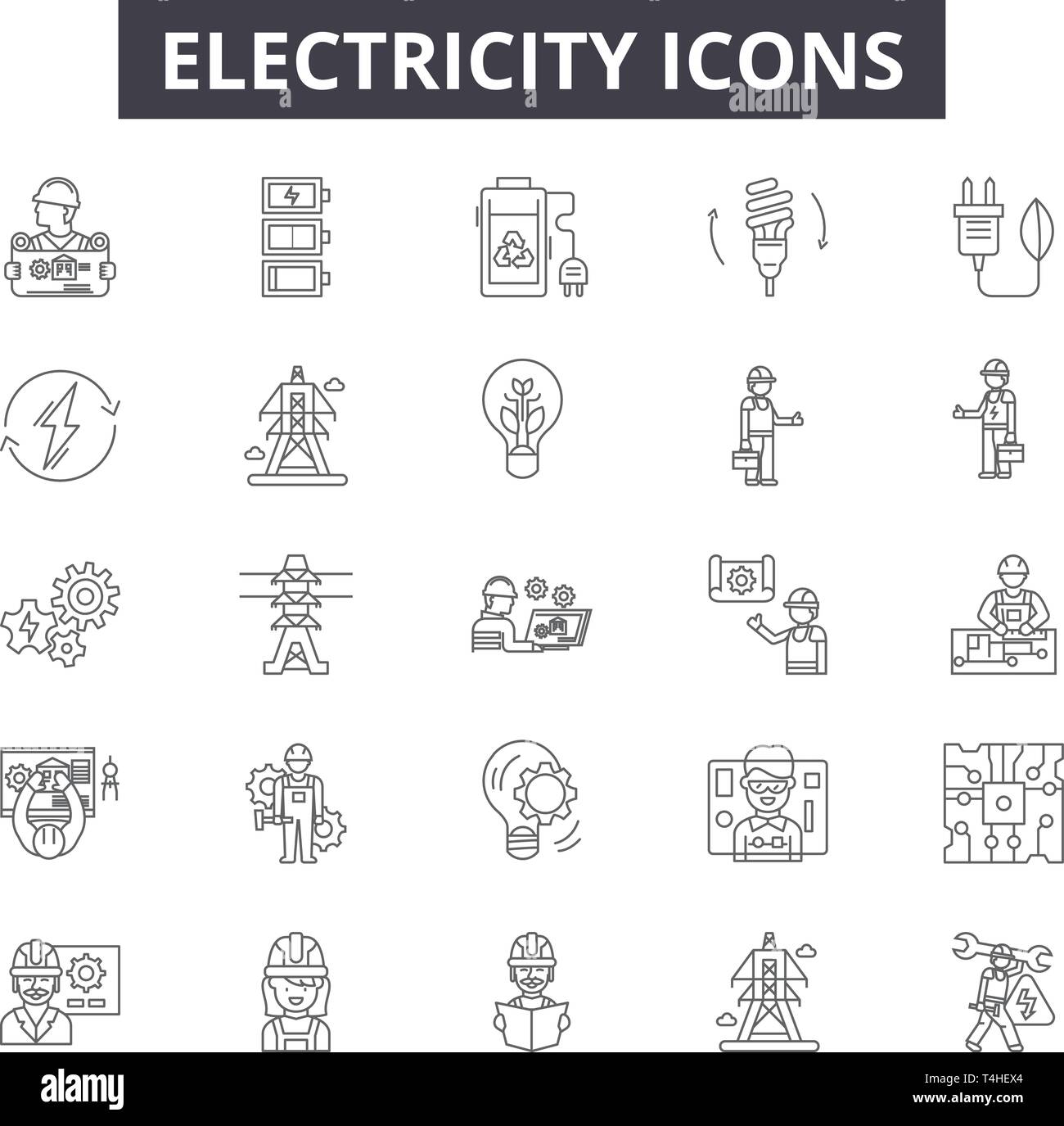 Eleectricity line icons, signs set, vector. Eleectricity outline ...