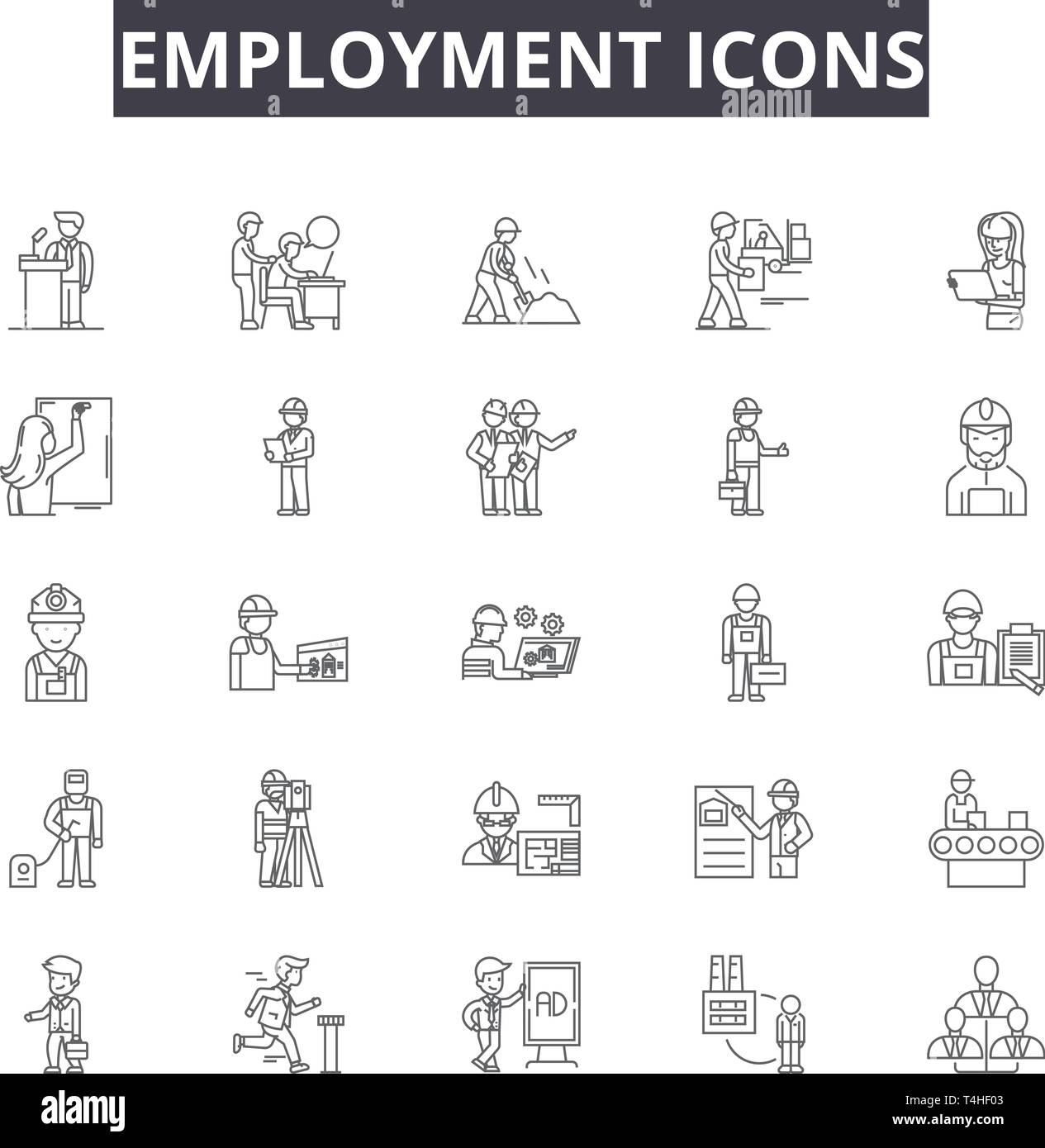 Employment line icons, signs set, vector. Employment outline concept ...