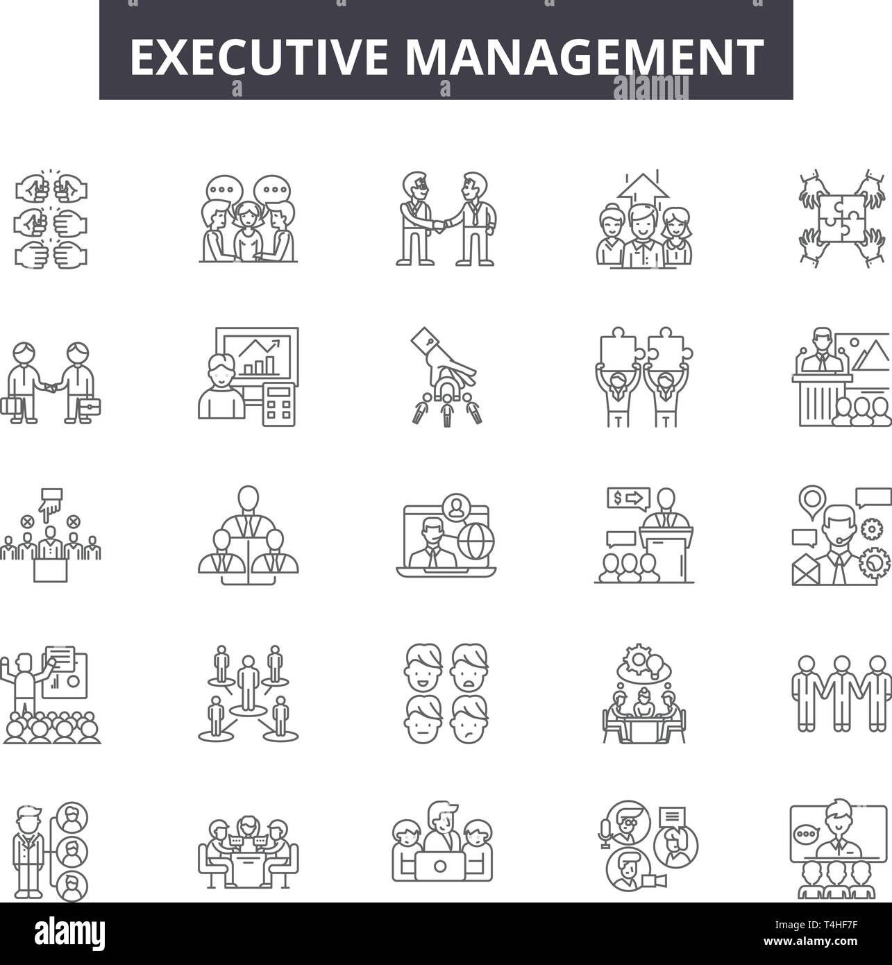 Executive management line icons, signs set, vector. Executive ...