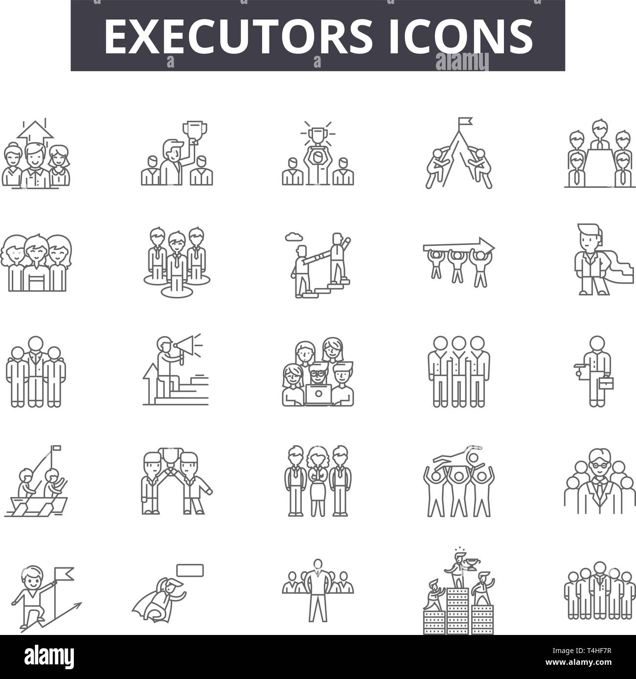 Executors line icons, signs set, vector. Executors outline concept ...