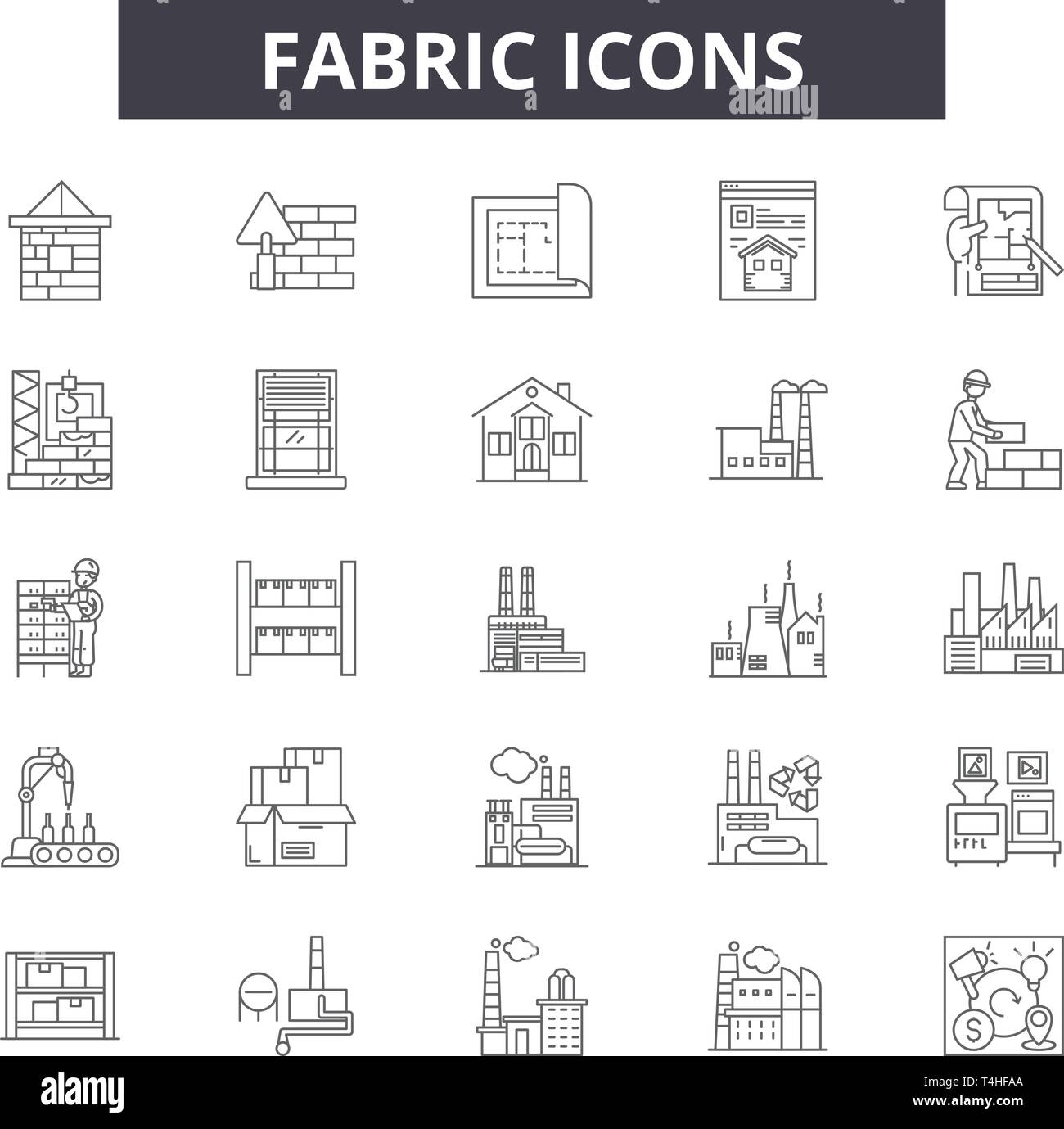 Fabric line icons, signs set, vector. Fabric outline concept ...