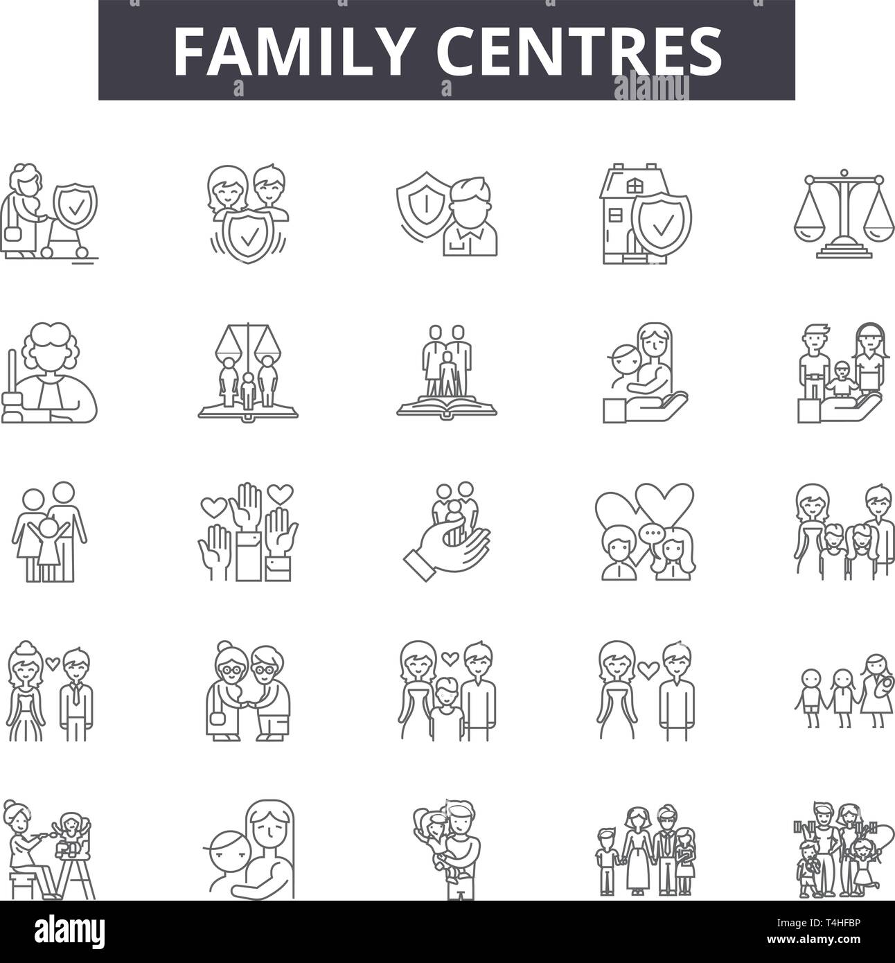 Family line icons, signs set, vector. Family outline concept ...