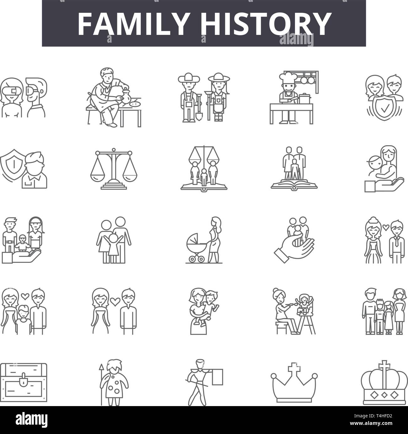 Family line icons, signs set, vector. Family outline concept ...