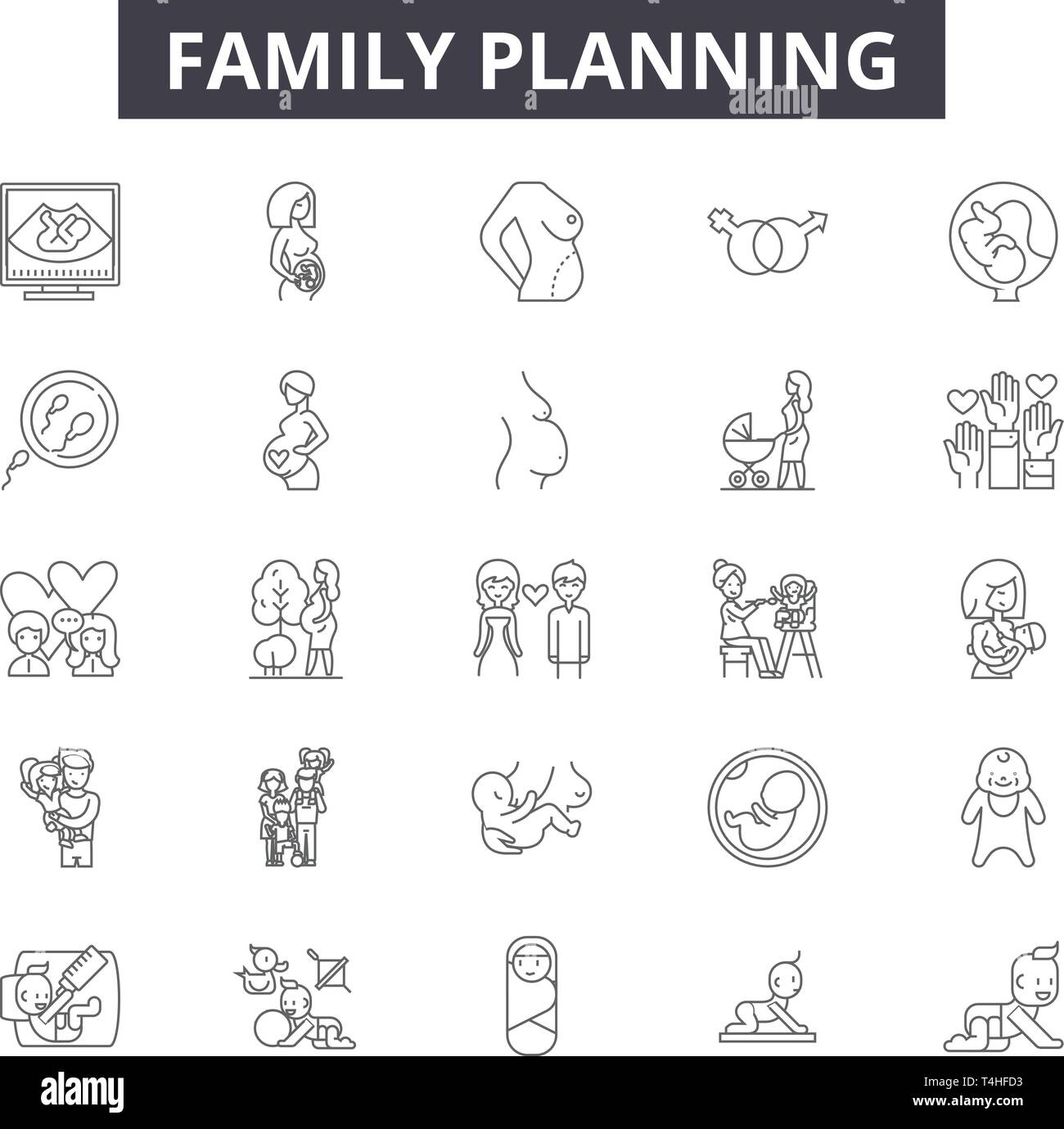 Family planning line icons, signs set, vector. Family planning outline ...