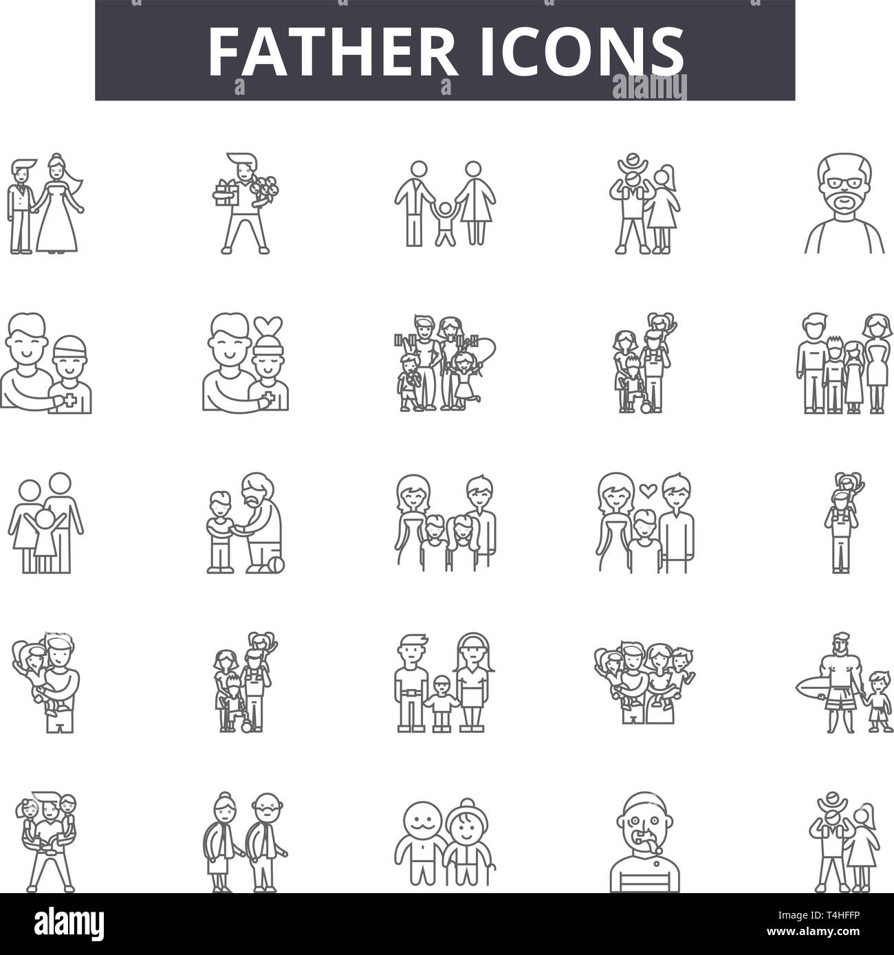 Father line icons, signs set, vector. Father outline concept ...