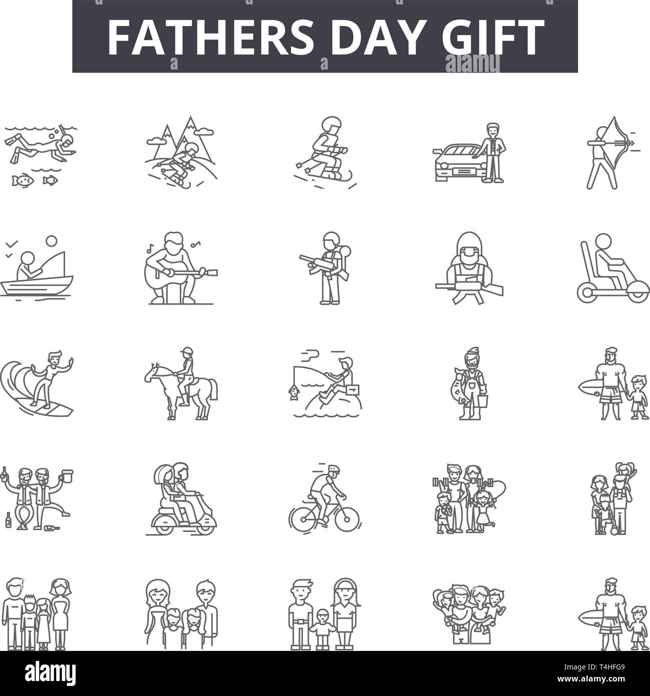 Fathers day gifts line icons, signs set, vector. Fathers day gifts ...