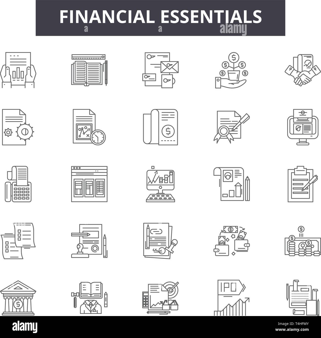 Financial essentials line icons, signs set, vector. Financial ...