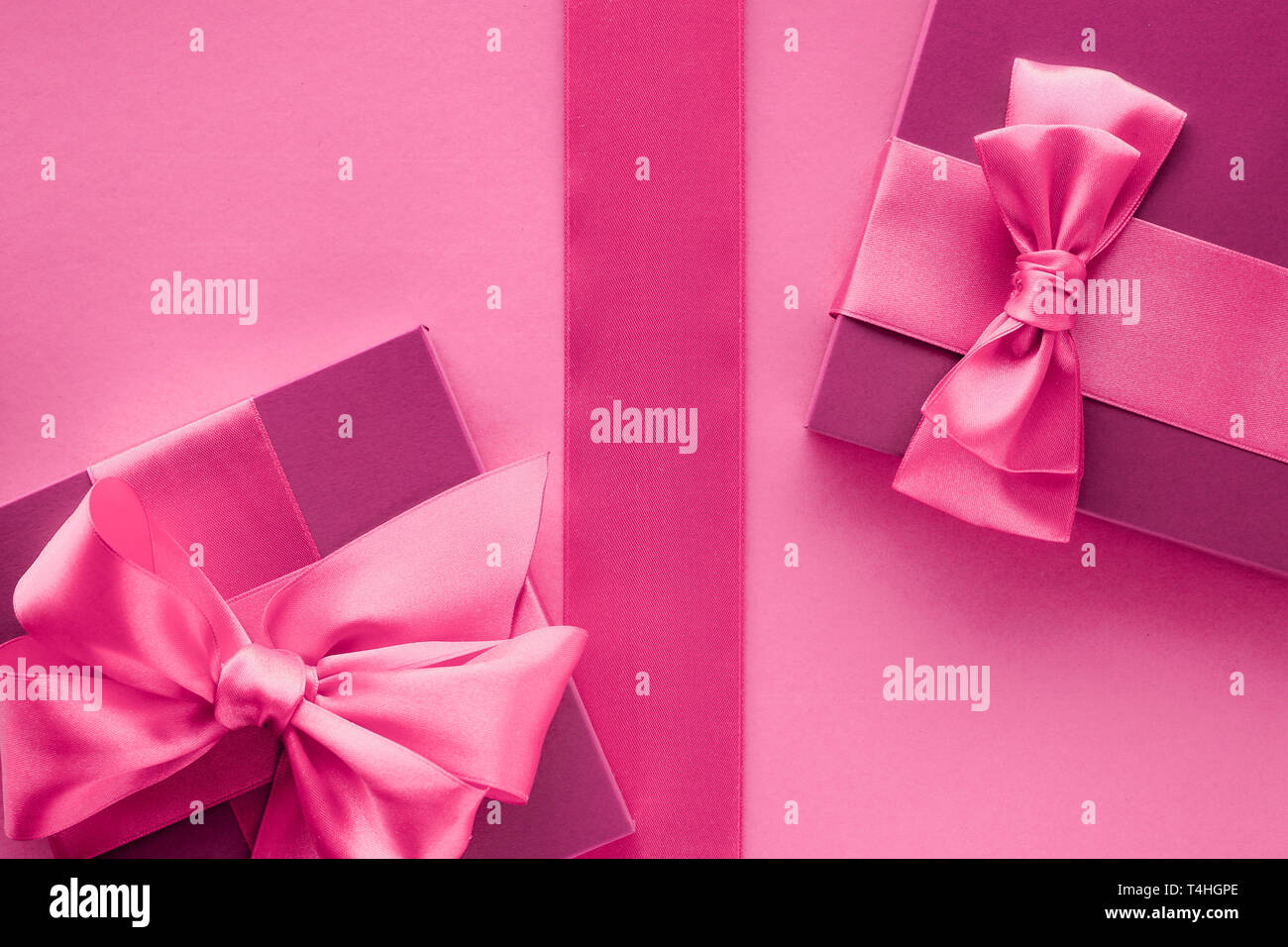 Baby shower girl, celebration, present concept - Pink gift boxes ...